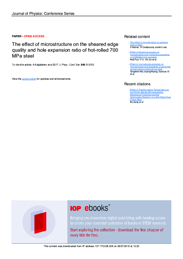(PDF) The effect of microstructure on the sheared edge quality and hole ...