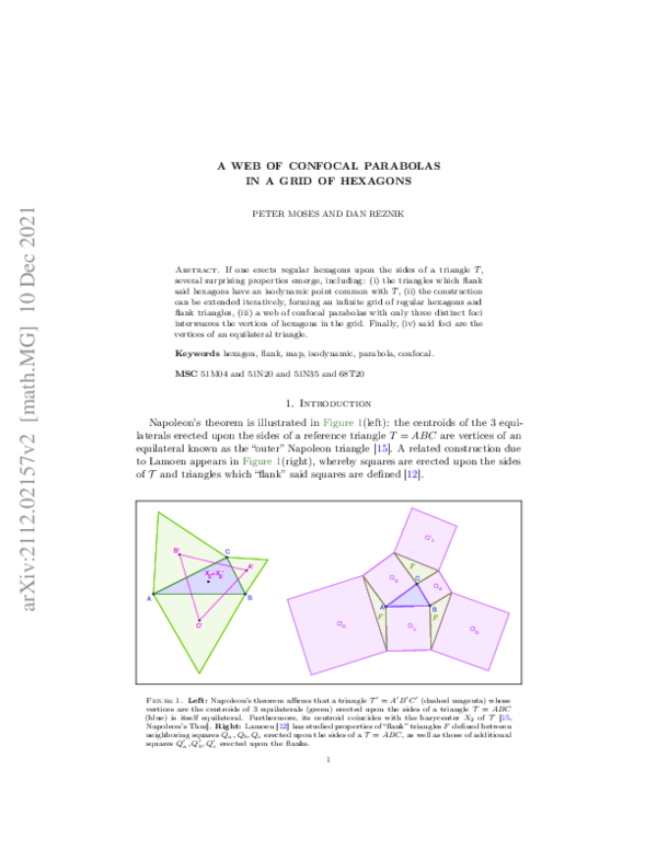(PDF) A web of confocal parabolas in a grid of hexagons