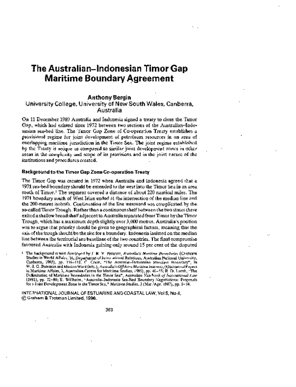 (PDF) The Australian-Indonesian Timor Gap Maritime Boundary Agreement