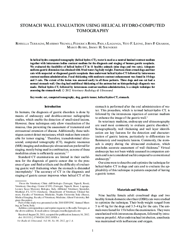 (PDF) Stomach Wall Evaluation Using Helical Hydro‐Computed Tomography