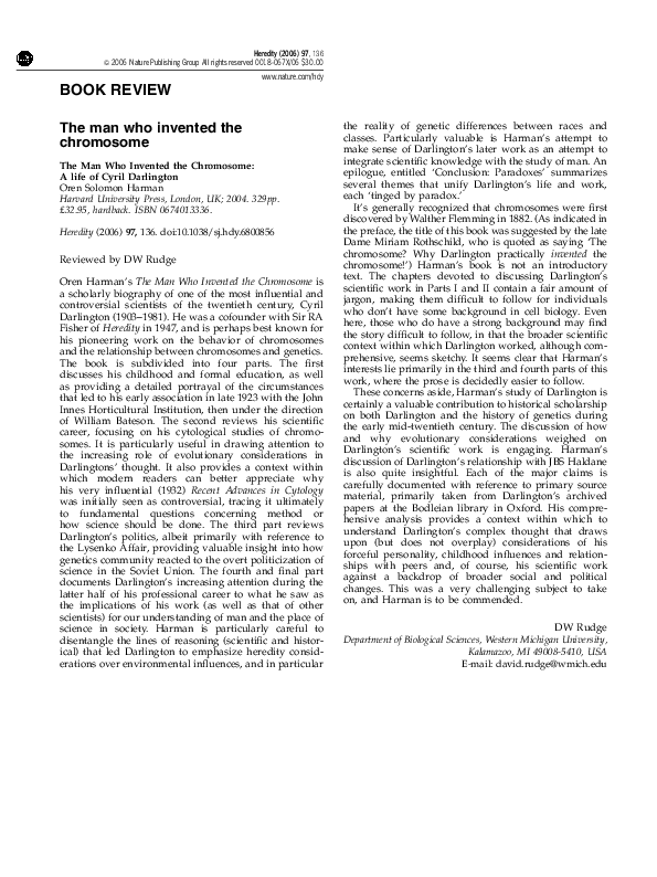 (PDF) The man who invented the chromosome | Alan Rushton - Academia.edu