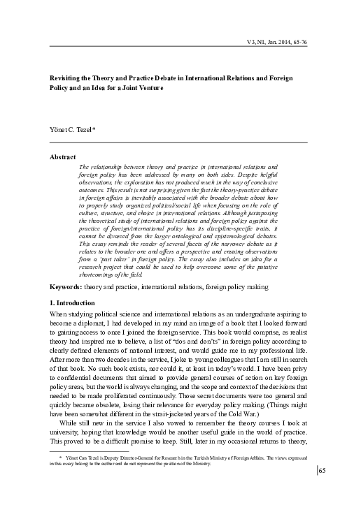 (PDF) Revisiting the Theory and Practice Debate in International ...