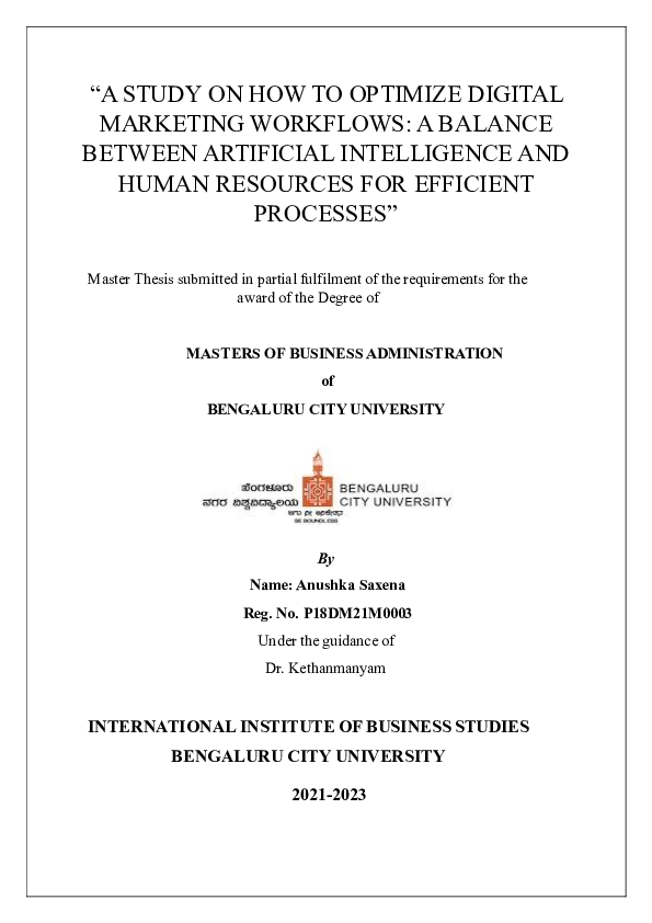 (PDF) "A STUDY ON HOW TO OPTIMIZE DIGITAL MARKETING WORKFLOWS: A BALANCE BETWEEN ARTIFICIAL ...