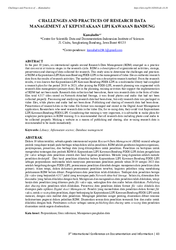 (PDF) Challenges and Practices of Research Data Management at ...