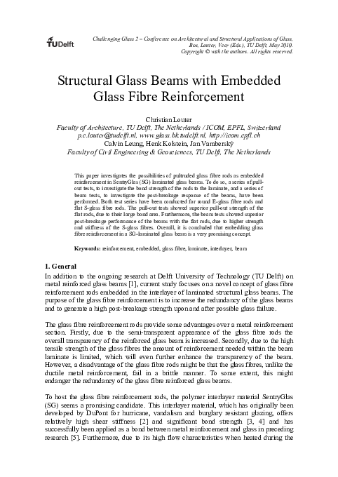 (PDF) Structural Glass Beams with Embedded Glass Fibre Reinforcement