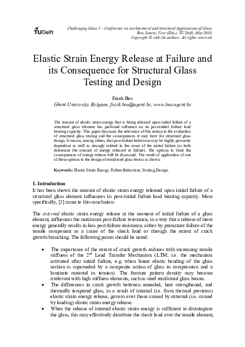 (PDF) Elastic Strain Energy Release at Failure and its Consequence for ...