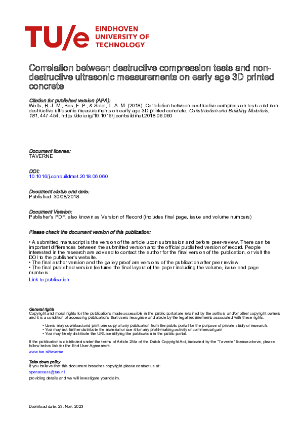 (PDF) Correlation between destructive compression tests and non ...