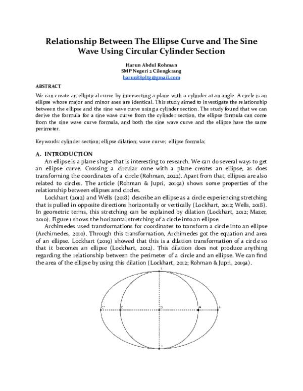 (PDF) Relationship Between The Ellipse Curve and The Sine Wave Using ...
