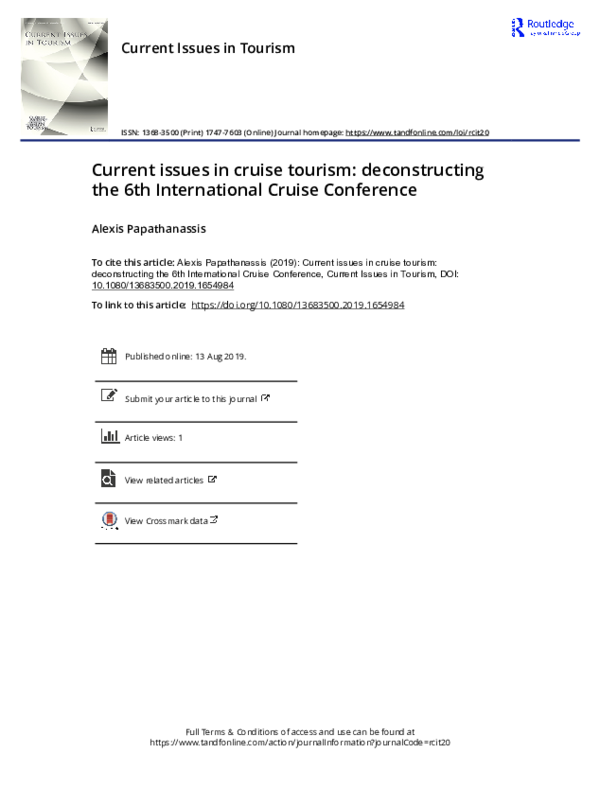 (PDF) Current issues in cruise tourism: deconstructing the 6th International Cruise Conference