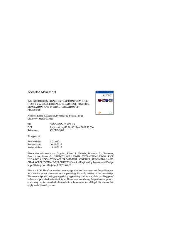 (PDF) Studies on lignin extraction from rice husk by a soda-ethanol ...