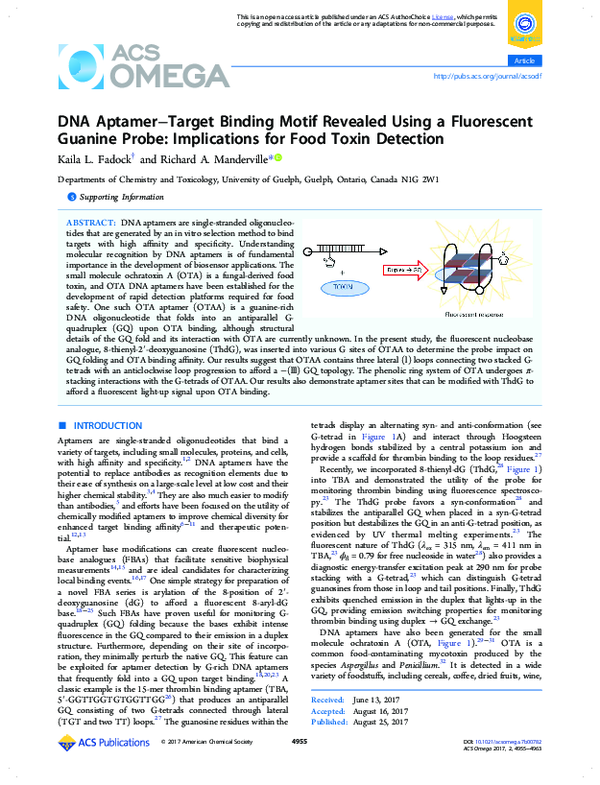 (PDF) DNA Aptamer–Target Binding Motif Revealed Using a Fluorescent ...