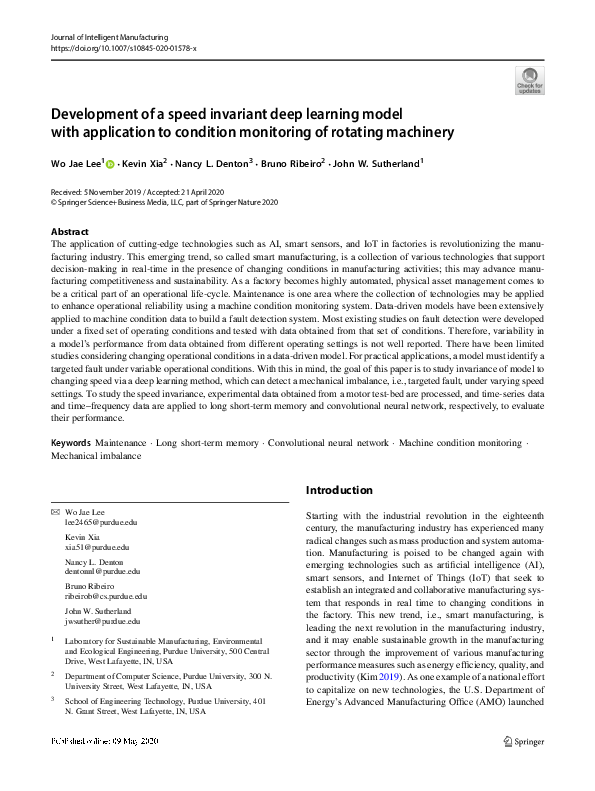 (PDF) Development of a speed invariant deep learning model with ...