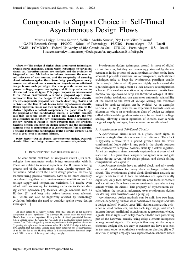 Pdf Components To Support Choice In Self Timed Asynchronous Design Flows