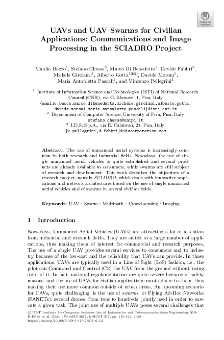 (PDF) UAVs and UAV Swarms for Civilian Applications: Communications and Image Processing in the ...