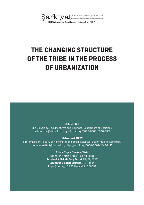 (PDF) The Changing Structure of the Tribe in the Process of Urbanization
