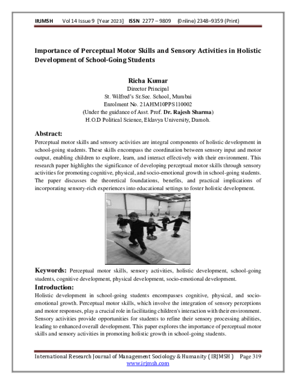 (PDF) Importance of Perceptual Motor Skills and Sensory Activities in ...