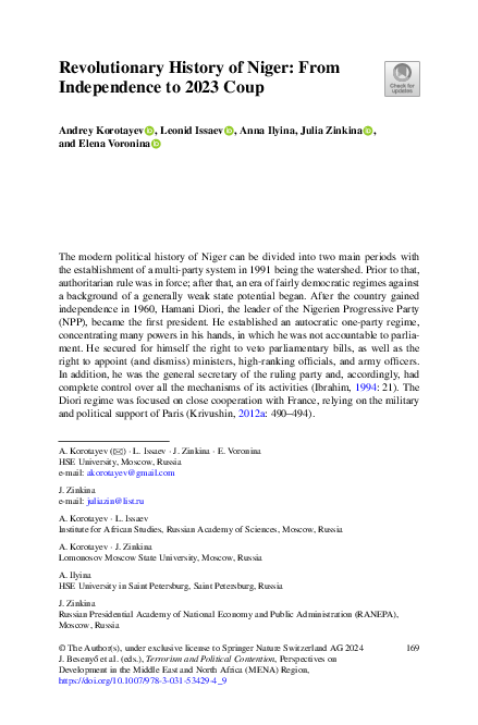 (PDF) Revolutionary History of Niger. From Independence to 2023 Coup