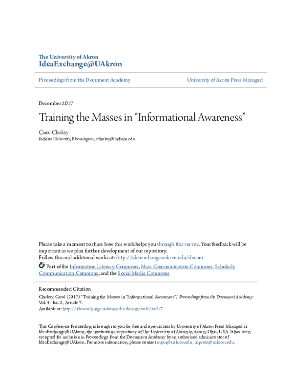 (PDF) Training the Masses in “Informational Awareness”