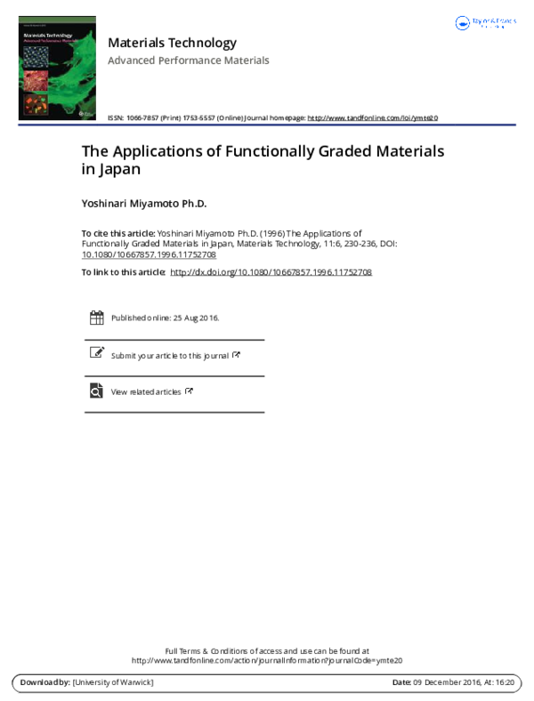 (PDF) The Applications of Functionally Graded Materials in Japan