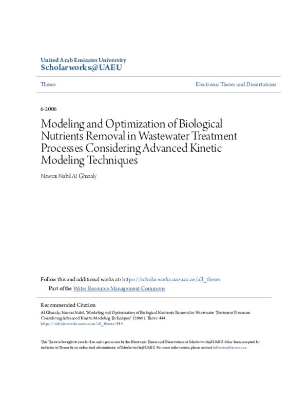 (PDF) Modeling and Optimization of Biological Nutrients Removal in ...