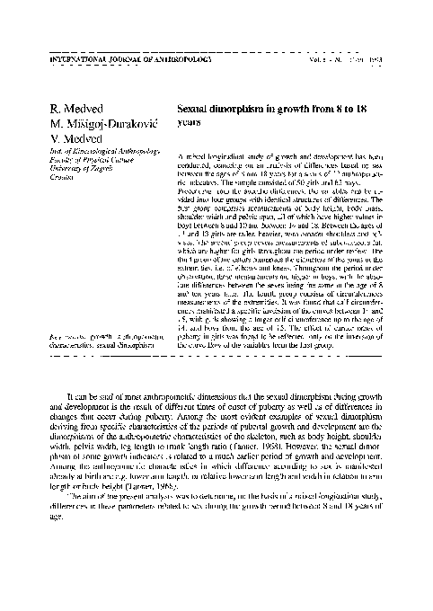 (PDF) Sexual dimorphism in growth from 8 to 18 years