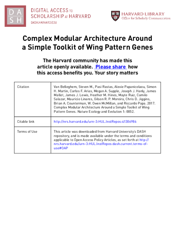 (PDF) Complex modular architecture around a simple toolkit of wing ...