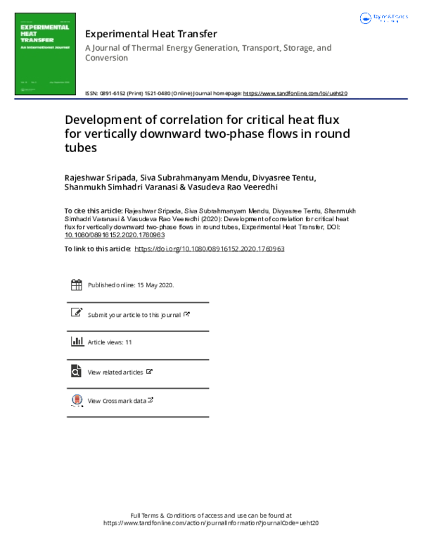 (PDF) Development of correlation for critical heat flux for vertically ...