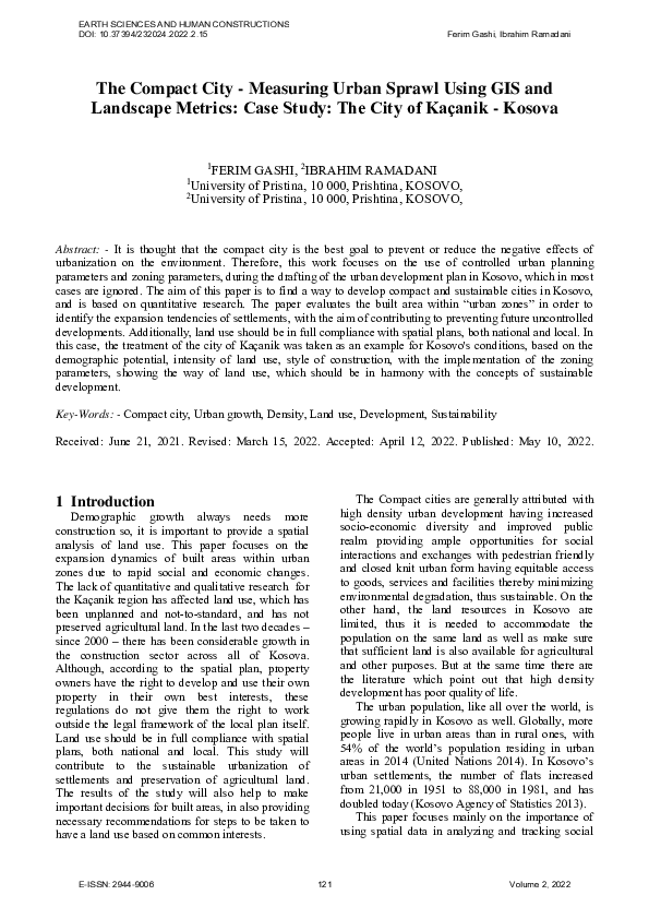 (PDF) The Compact City - Measuring Urban Sprawl Using GIS and Landscape ...