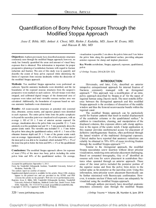 (PDF) Quantification of Bony Pelvic Exposure Through the Modified ...