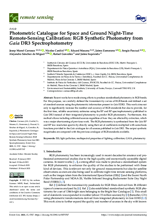 (PDF) Photometric Catalogue for Space and Ground Night-Time Remote ...