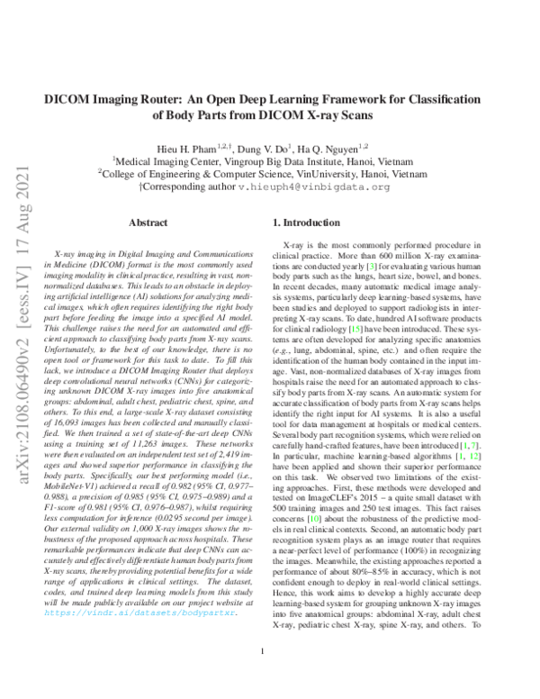 (PDF) DICOM Imaging Router: An Open Deep Learning Framework for ...