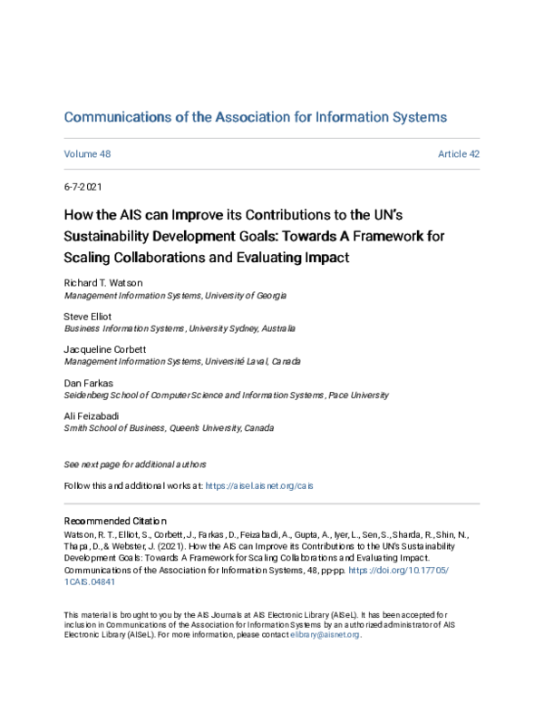 (PDF) How the AIS can Improve its Contributions to the UN’s ...