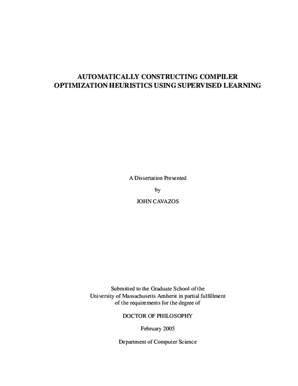 (PDF) Automatically constructing compiler optimization heuristics using supervised learning ...