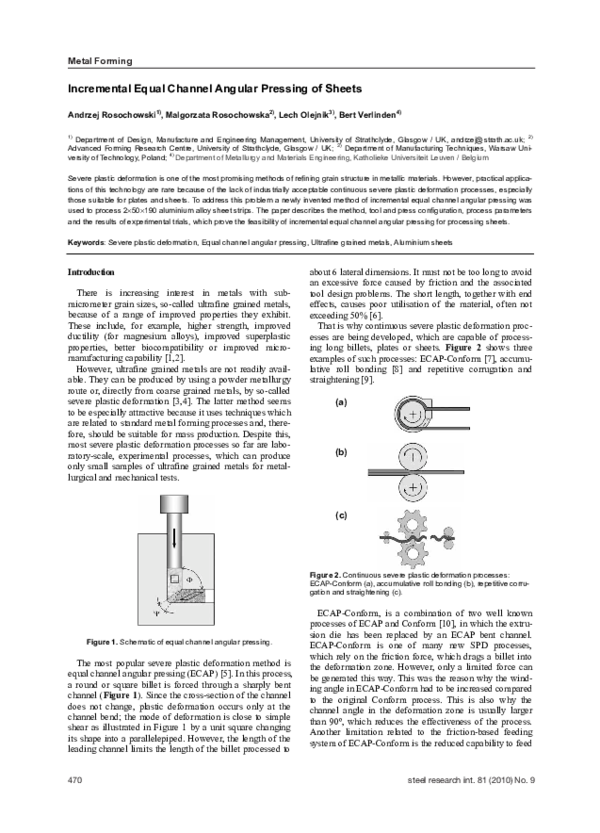 (PDF) Incremental equal channel angular pressing of sheets