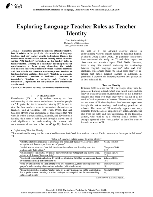 (PDF) Exploring Language Teacher Roles as Teacher Identity