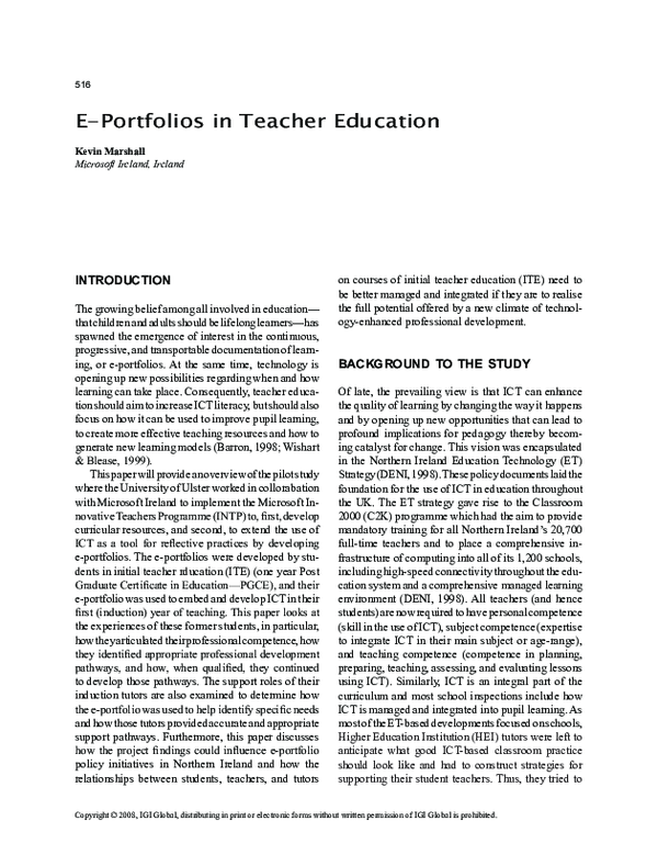 (PDF) E-Portfolios in Teacher Education