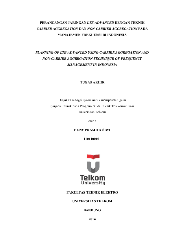 (PDF) Perancangan Jaringan Lte - Advanced Dengan Teknik Carrier Aggregation Dan Non - Carrier ...