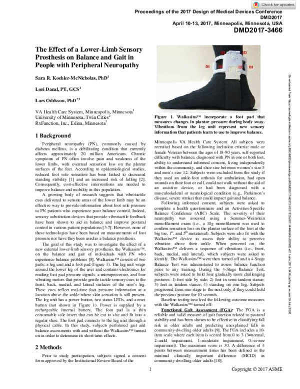 (PDF) The Effect of a Lower-Limb Sensory Prosthesis on Balance and Gait ...