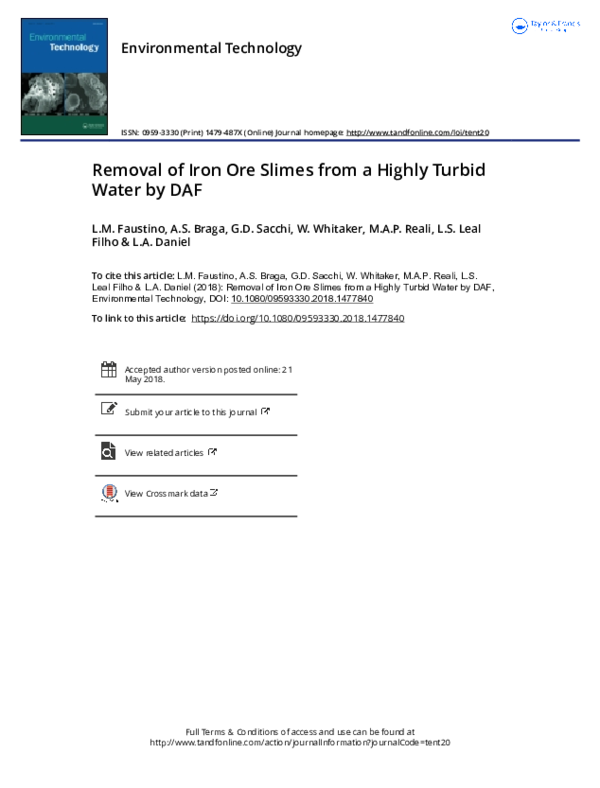 (PDF) Removal of iron ore slimes from a highly turbid water by DAF