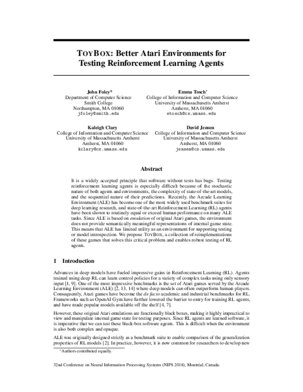 (PDF) ToyBox: Better Atari Environments for Testing Reinforcement ...