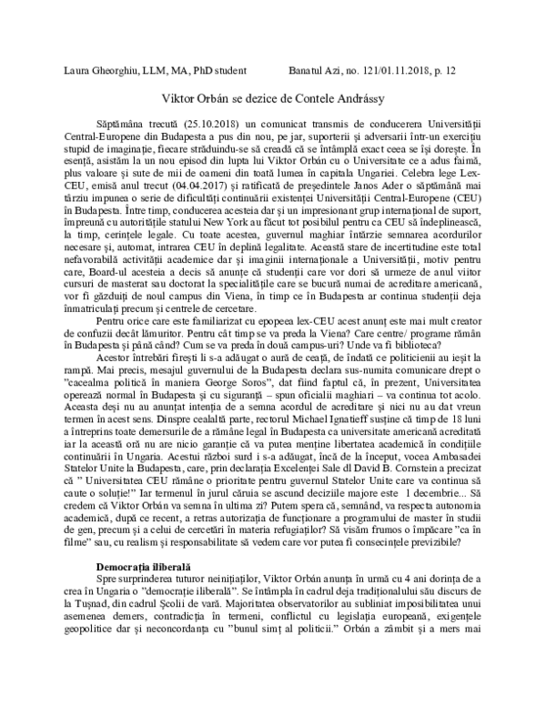 (PDF) Viktor Orbán se dezice de Contele Andrássy