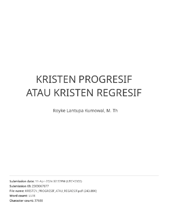 (PDF) KRISTEN PROGRESIF ATAU KRISTEN REGRESIF