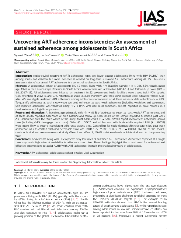 (PDF) Uncovering ART adherence inconsistencies: An assessment of ...