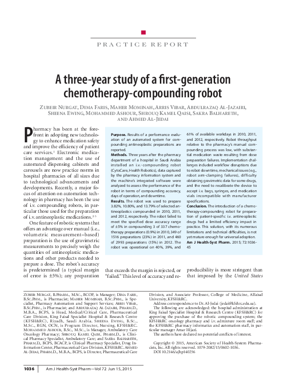 (PDF) A three-year study of a first-generation chemotherapy-compounding ...