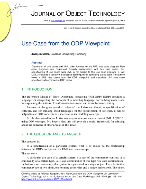 (PDF) Use Case from the ODP Viewpoint