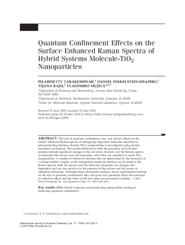 (PDF) Quantum confinement effects on the surface enhanced Raman spectra of hybrid systems ...