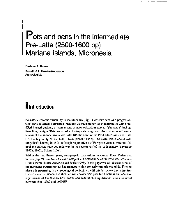 (PDF) Pots and Pans in the Intermediate Pre-Latte (2500-1600BP ...