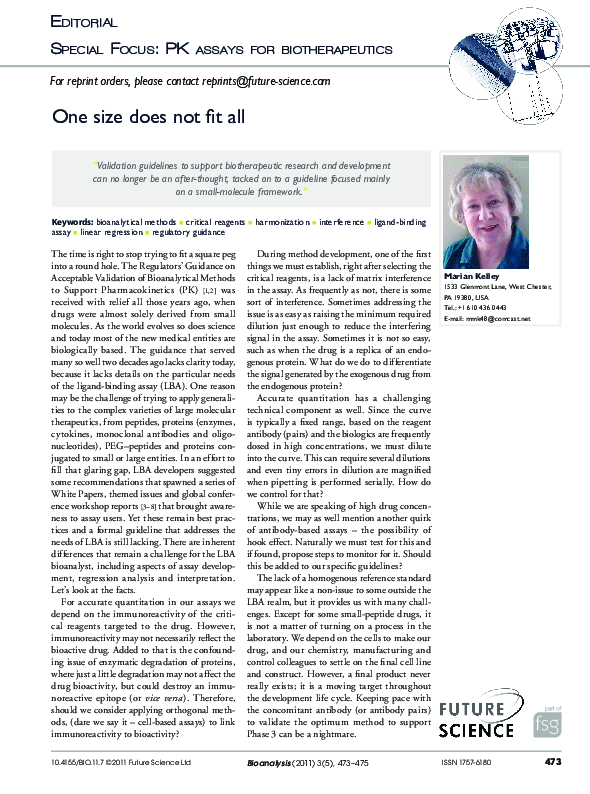 (PDF) One Size Does Not Fit All