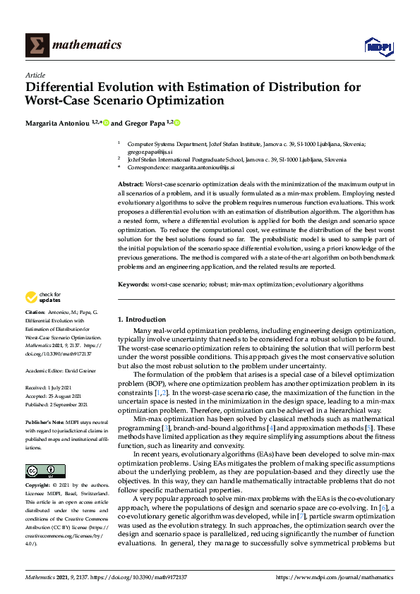 (PDF) Differential Evolution with Estimation of Distribution for Worst-Case Scenario Optimization