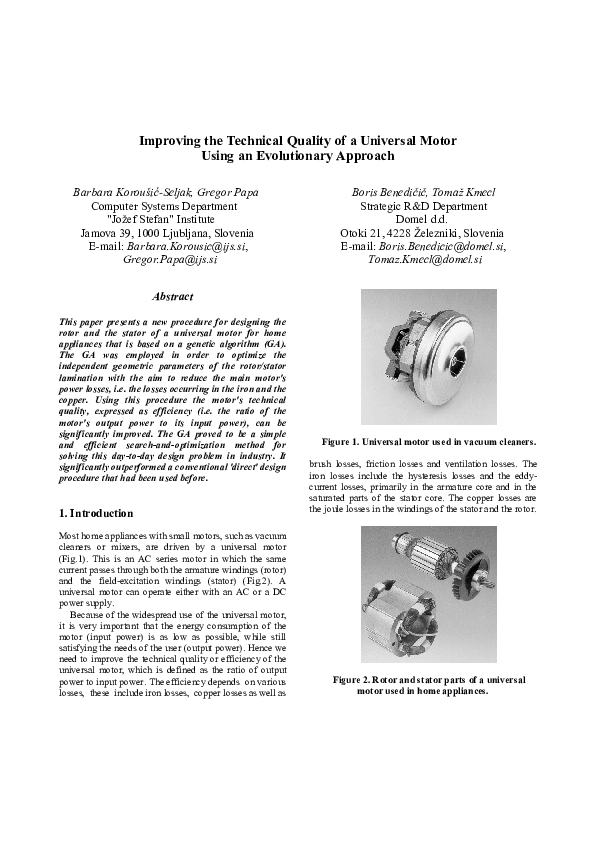 (PDF) Improving the technical quality of a universal motor using an ...